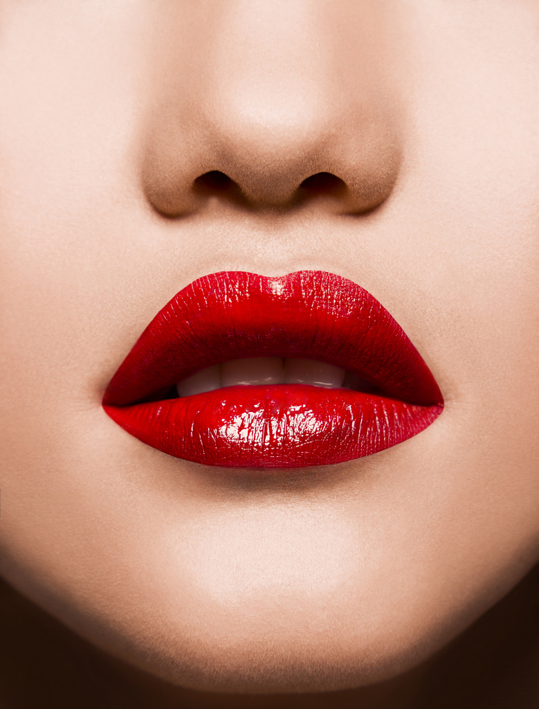 Closeup Red Lips Makeup sensual by Oleg Evseev / 500px