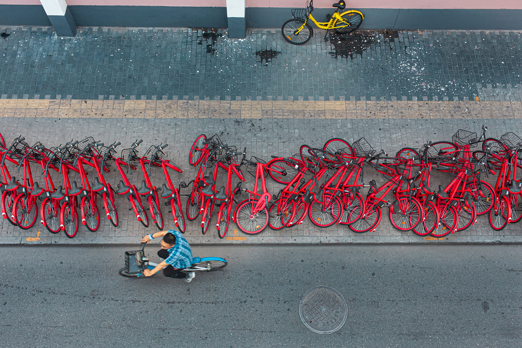 Red city bike in Beijing by olivier BERRY / 500px