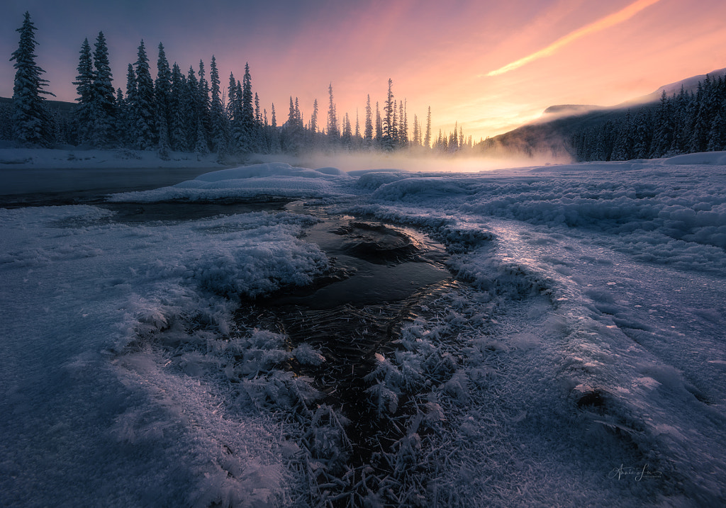 Bow River Winter Sunrise by Annie Fu / 500px