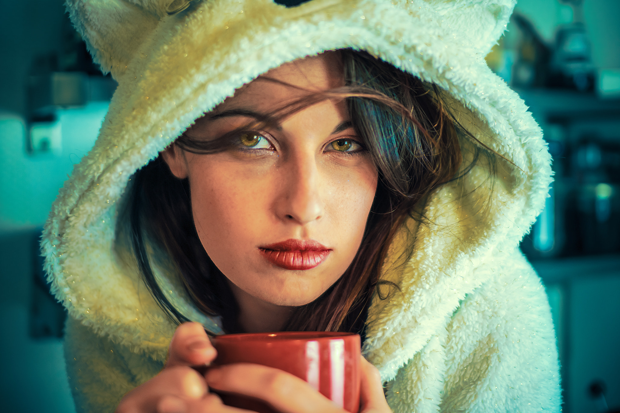 Woman in Cozy Hooded Robe Holding a Warm Drink | people photo by Max ...