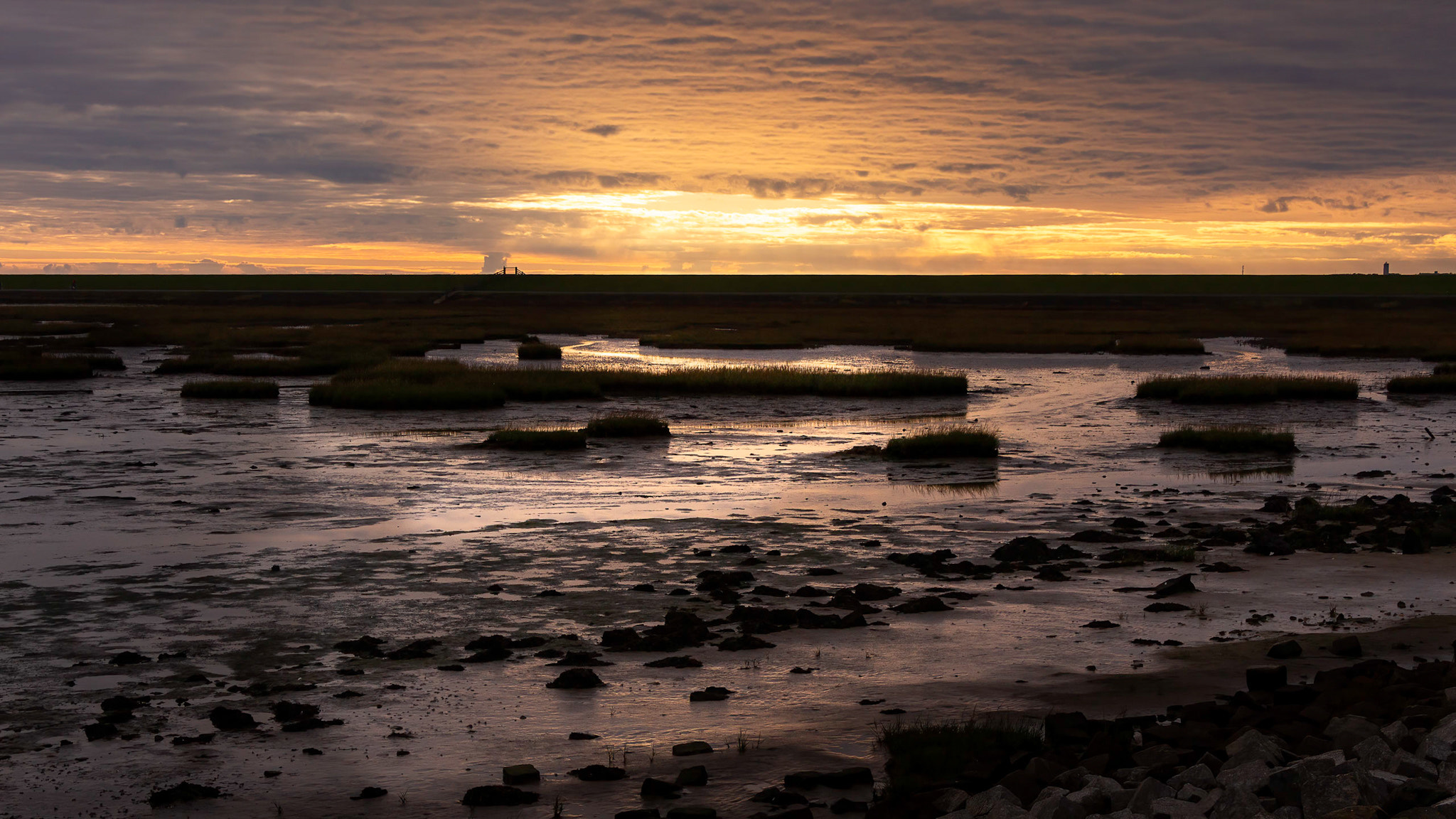 Dramatic Sunset Over Coastal Mudflats | landscape photo by Olav de ...