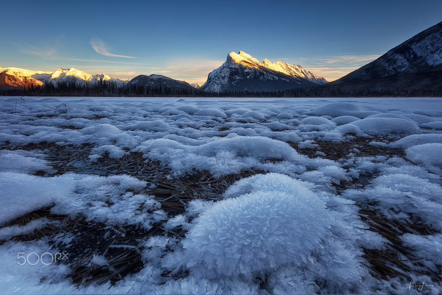 The Frosted Vermillion Lake In Sunset by Annie Fu / 500px
