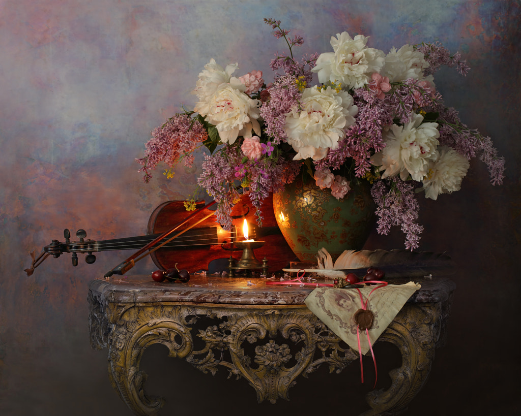 Still life with violin and flowers by Andrey Morozov / 500px