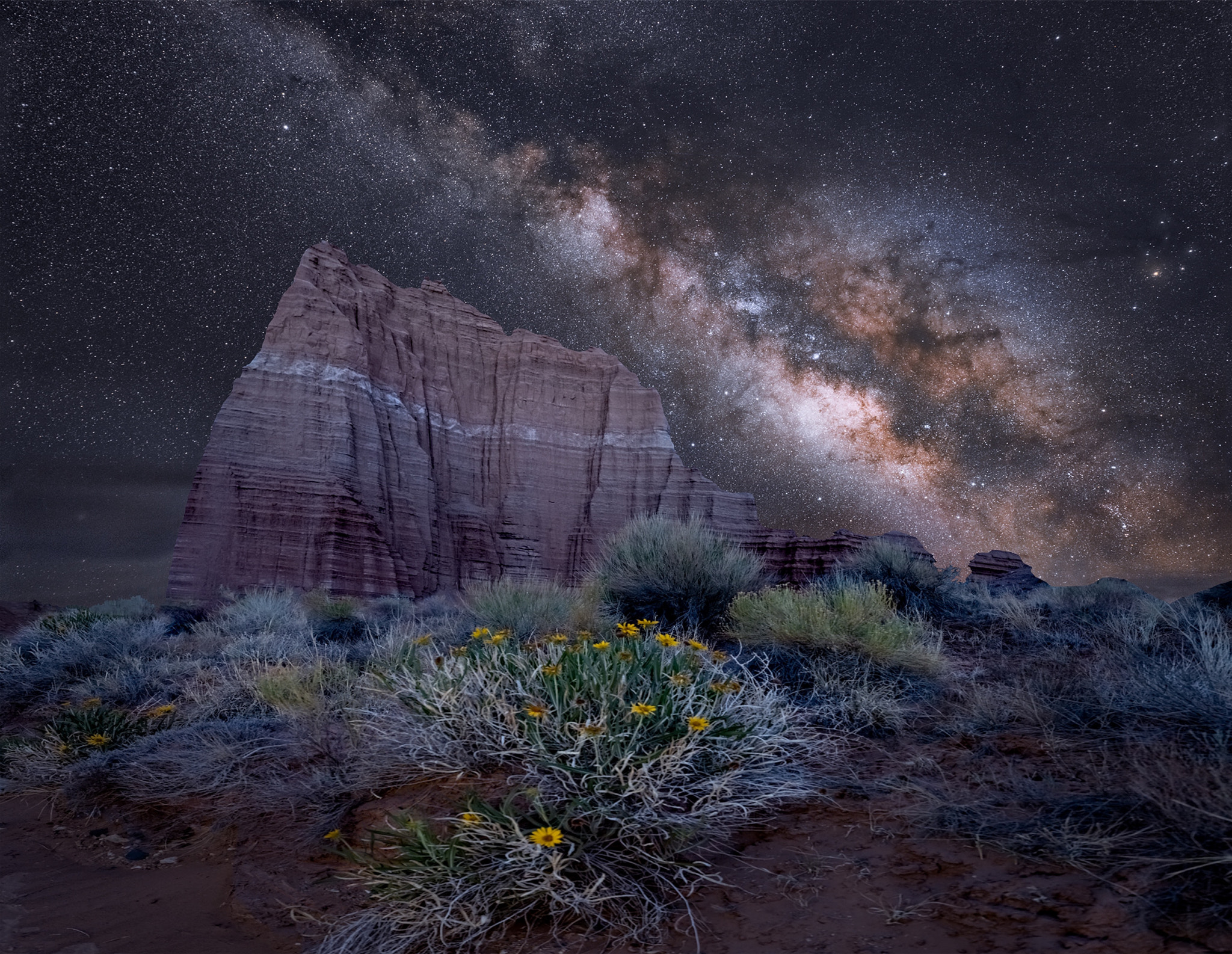 Milky Way Galaxy Over Desert Butte at Night | nature photo by Wayne ...
