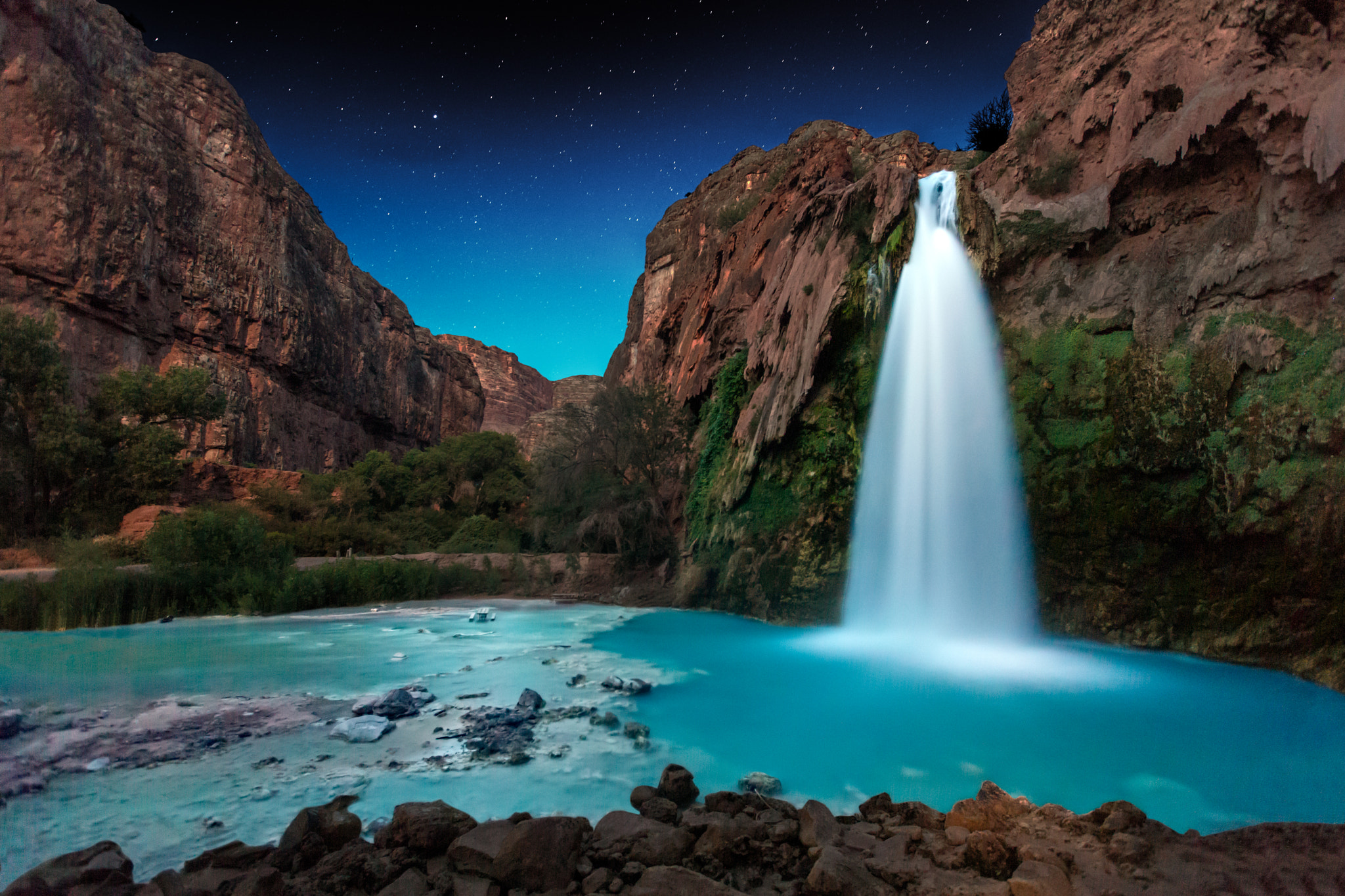 Moonlit Falls by Wayne Pinkston / 500px