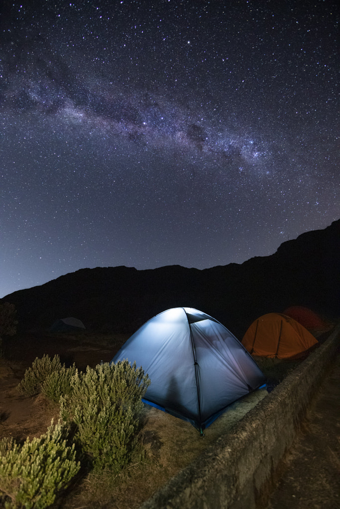 Milky Way Over Tents in Mountain Landscape | landscape photo by ...