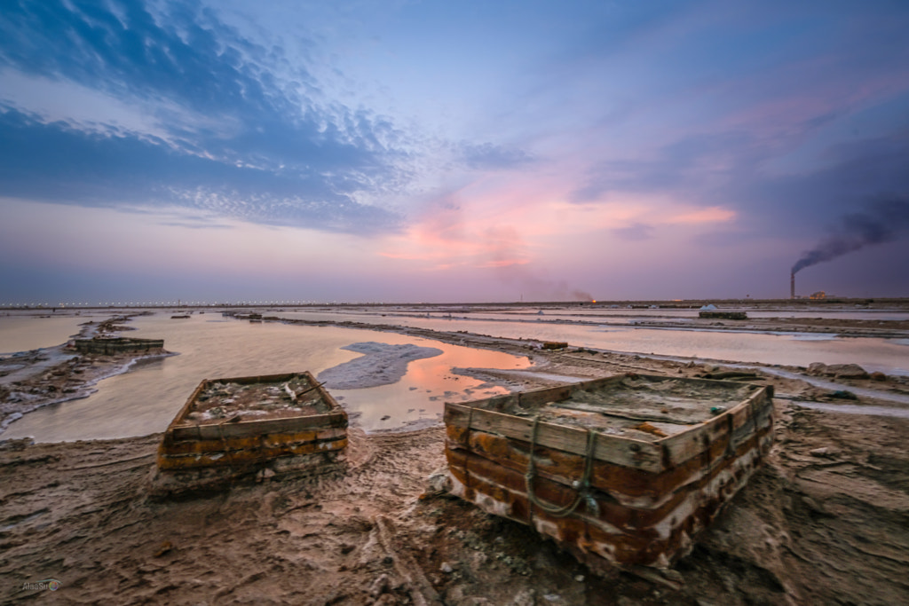 beach against sky during sunset - Salt lakes by Alaa Su / 500px