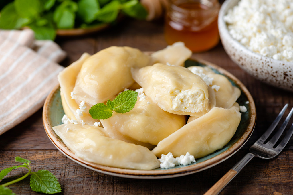 Traiditional Ukrainian Pierogi, Vareniky stuffed with cottage cheese by ...