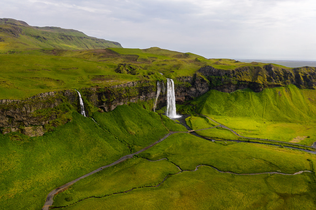 Aerial view of Seljalandsfoss Waterfall in Iceland by Nick Fox / 500px