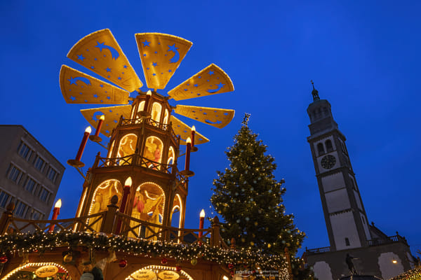 Christmas Pyramid and Decorated Tree in City Square | events photo by ...