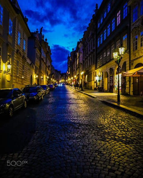 Cobblestone Street in Prague at Dusk | city photo by Jiri Machulka | 500px