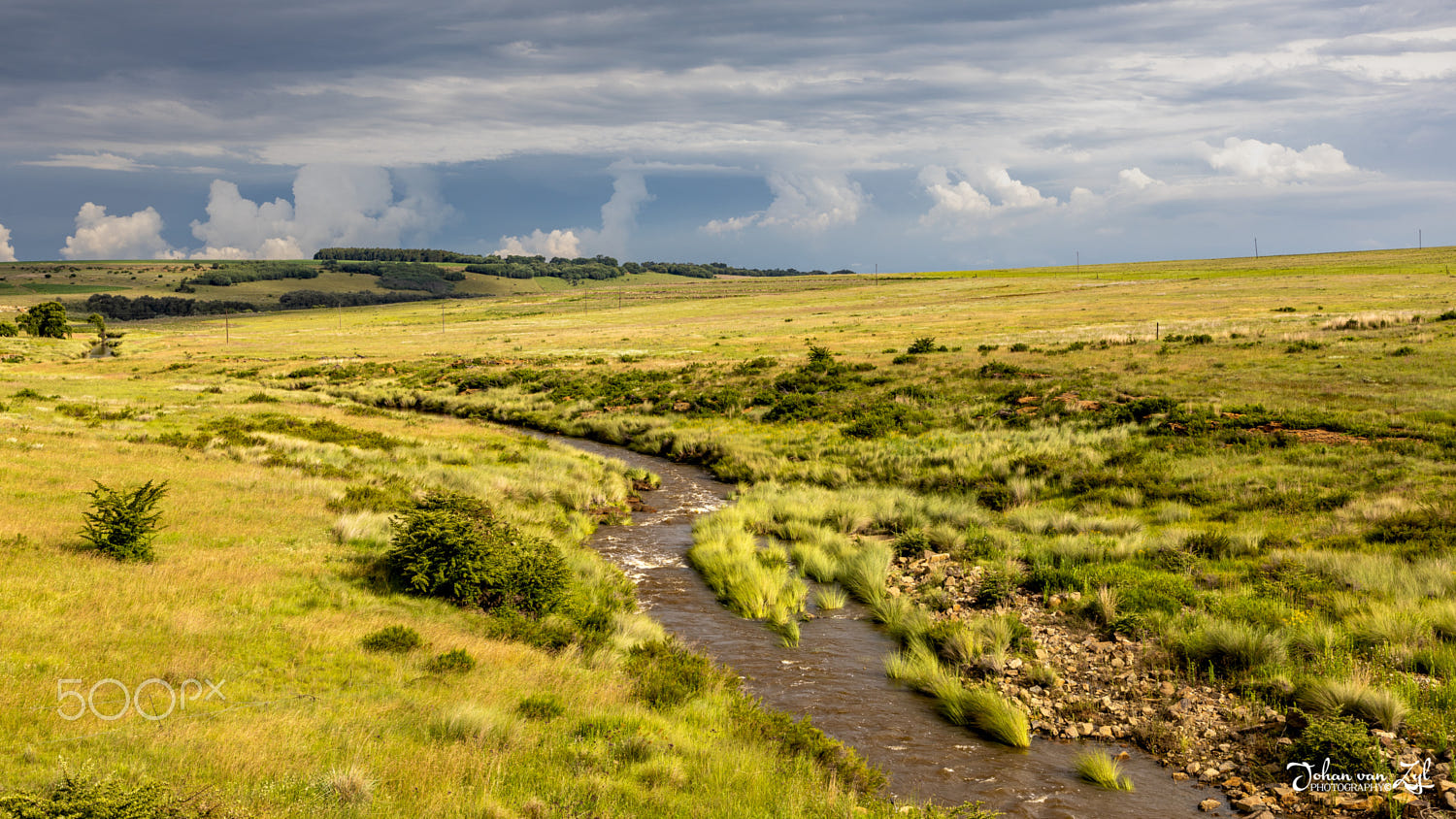 Farm land in Lake Chrissie district with the Vaalriver in the foreground (2) by Johan van Zyl ...