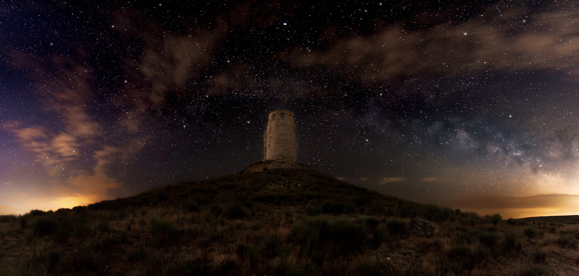 Ancient Tower Under Starry Night Sky | creative photo by roberto ...