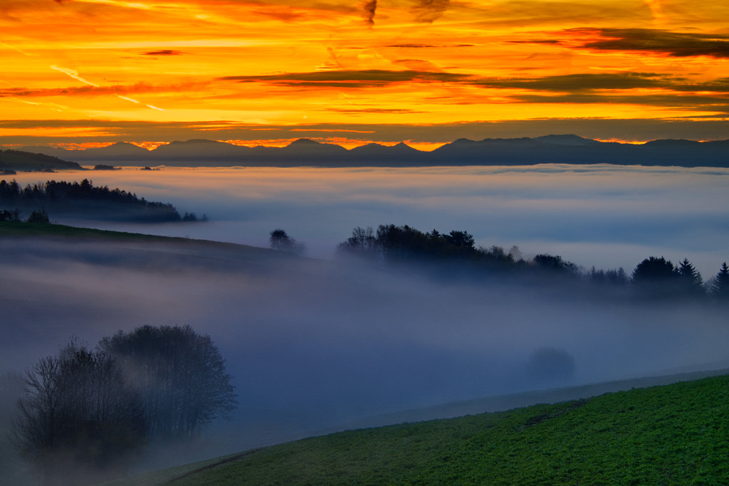 Morning light over a foggy landscape by Karl Kriener / 500px