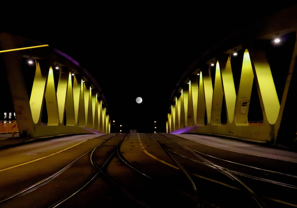 Night's Embrace: Moonlit Serenity near Mannheim Station by Leaqua Photo / 500px