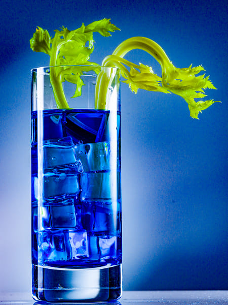 Vibrant Blue Cocktail with Celery Garnish | still life photo by Ron ...