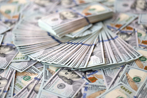 Very big amount of US hundred dollar bills. Huge quantity of united ...