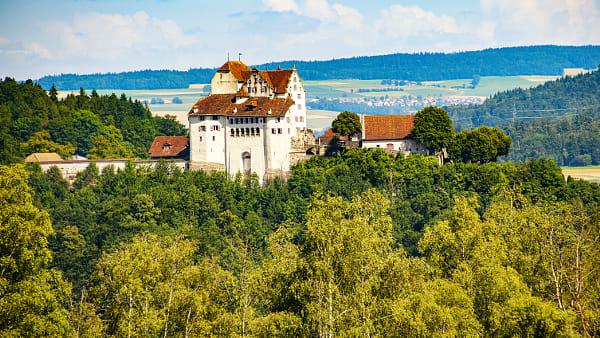 Wildegg Castle on a foothill of the Chestenberg... by Hanspeter Heiz ...