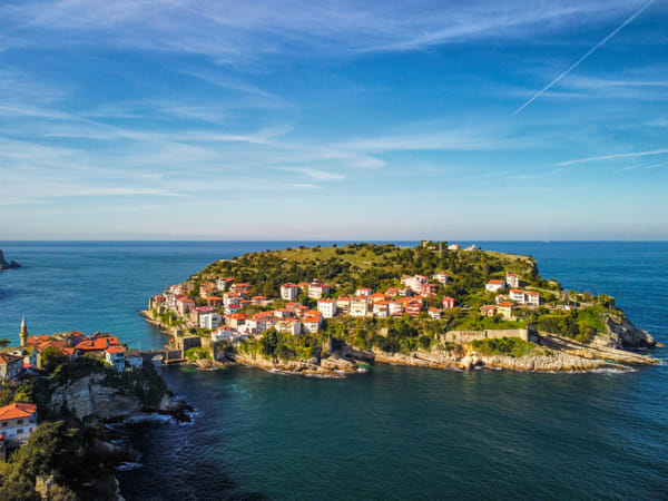 Amasra Castle located in the Amasra district of Bartın in Turkey. It ...
