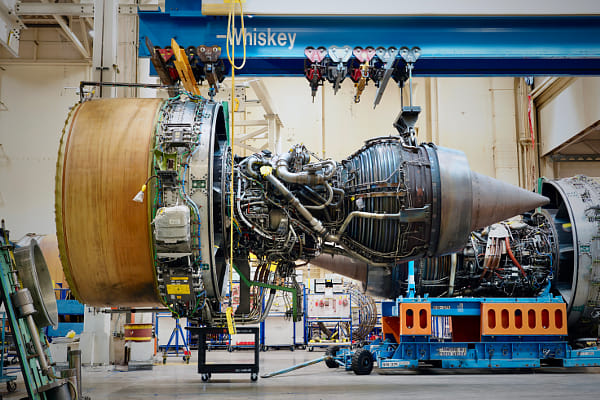 Pratt & Whitney PW4000 engine used on a Boeing 777 aircraft. San ...