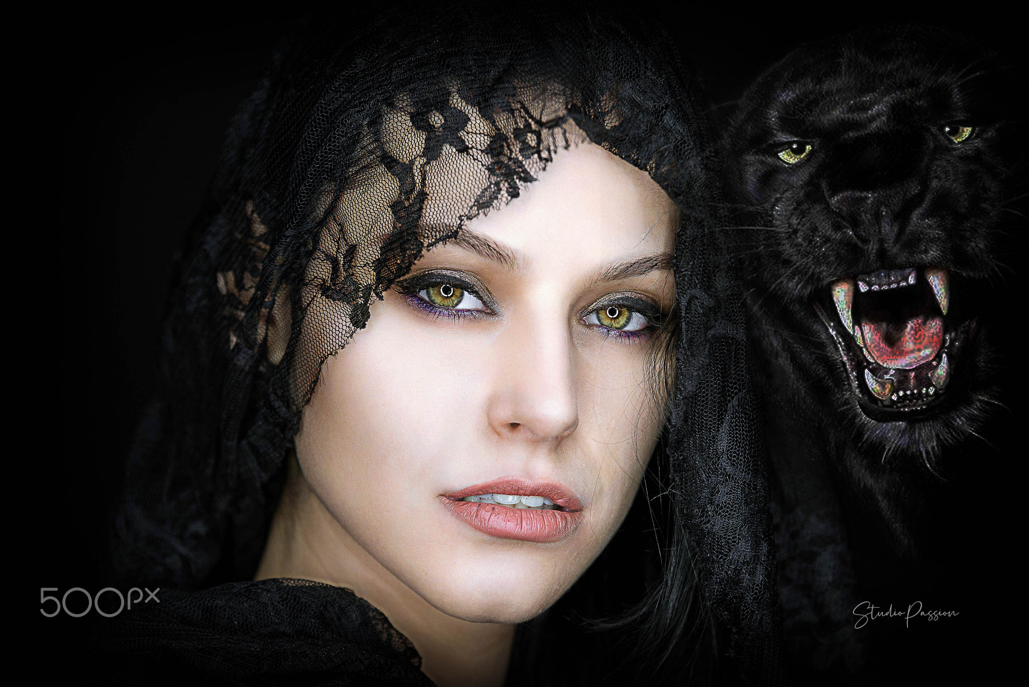 Mysterious Woman with Veil and Black Panther | people photo by Emmanuel ...