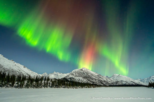 Vibrant Aurora Borealis Over Snowy Mountains | nature photo by David ...