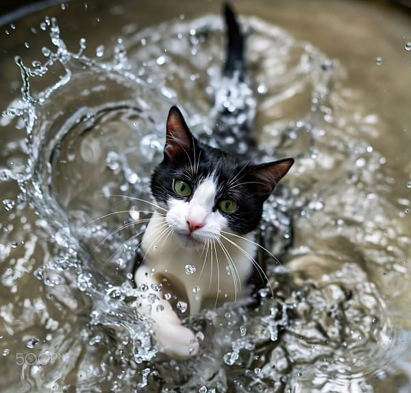 cat swimming in water by basri Oke | 500px