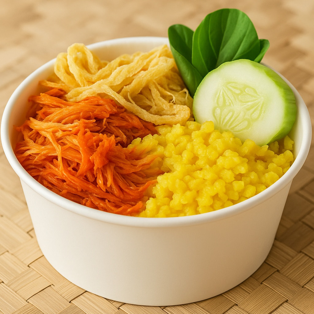 Indonesian Yellow Rice Bowl with Chicken Floss and Cucumber" by Cerah ...