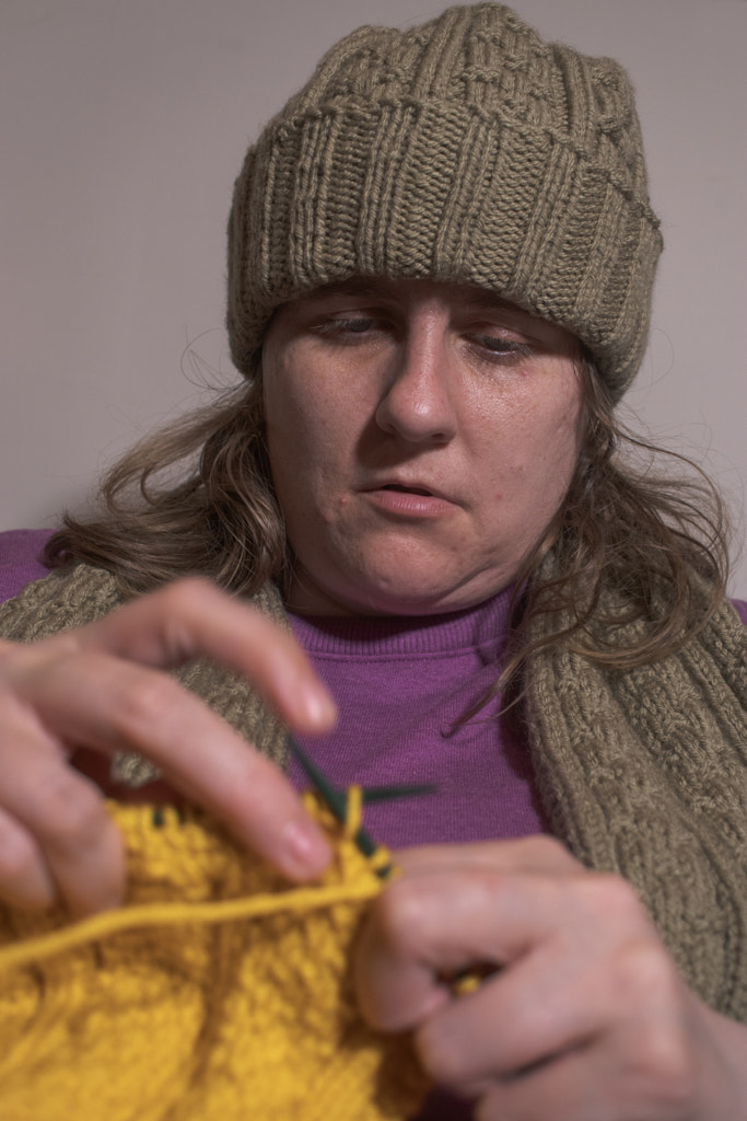 Woman Knitting with Yellow Yarn | people photo by Frank Jeffery | 500px
