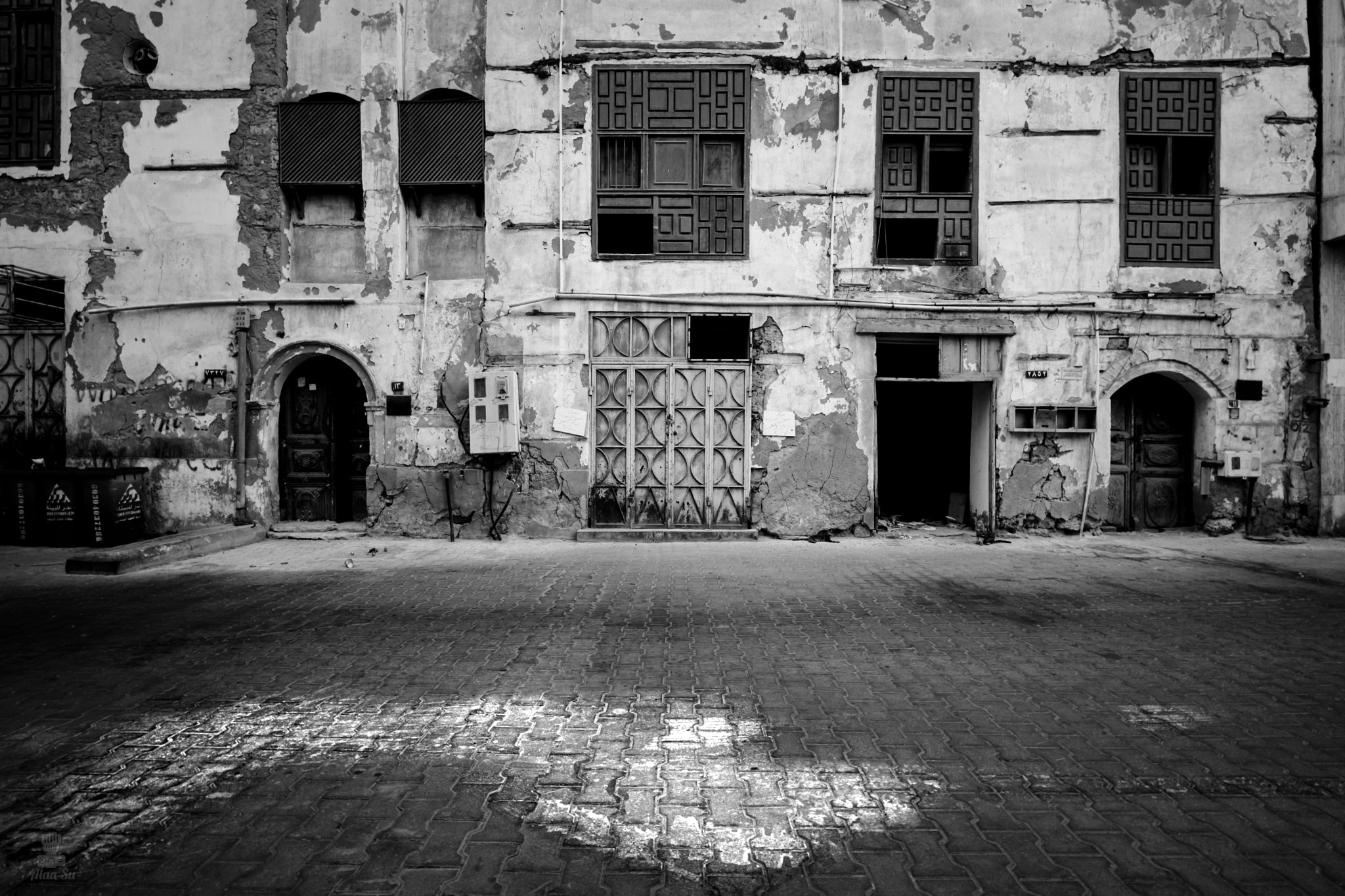 Dilapidated Building Facade in Black and White | city photo by Alaa Su ...