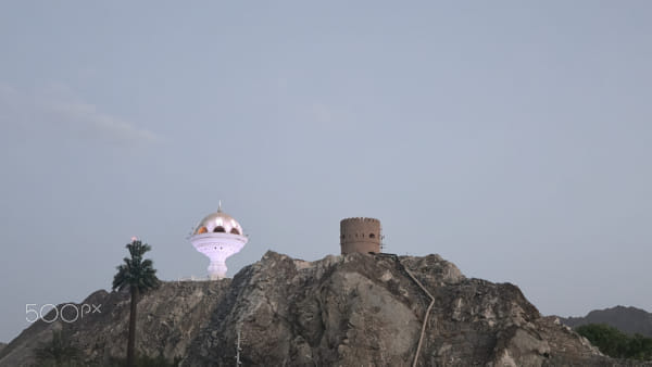Low angle view of fort against clear sky in Mutra Oman by Mohamed ...