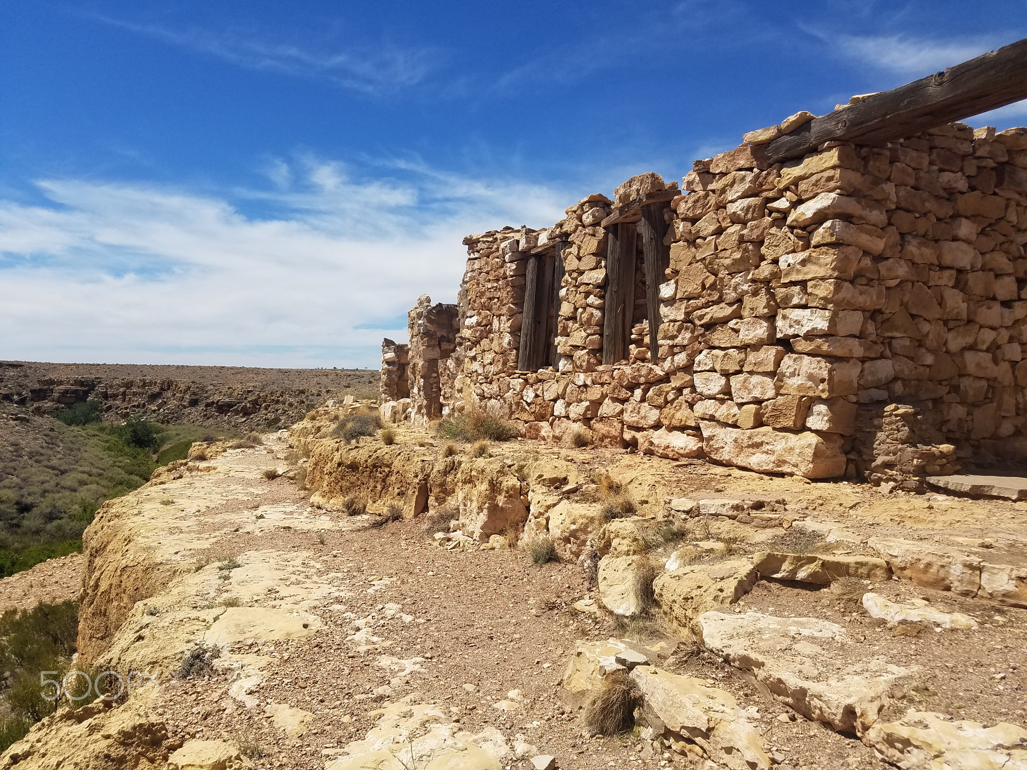 Ruins of a Rocky Building at the Ghost Town of Two Guns, Arizona. Route ...