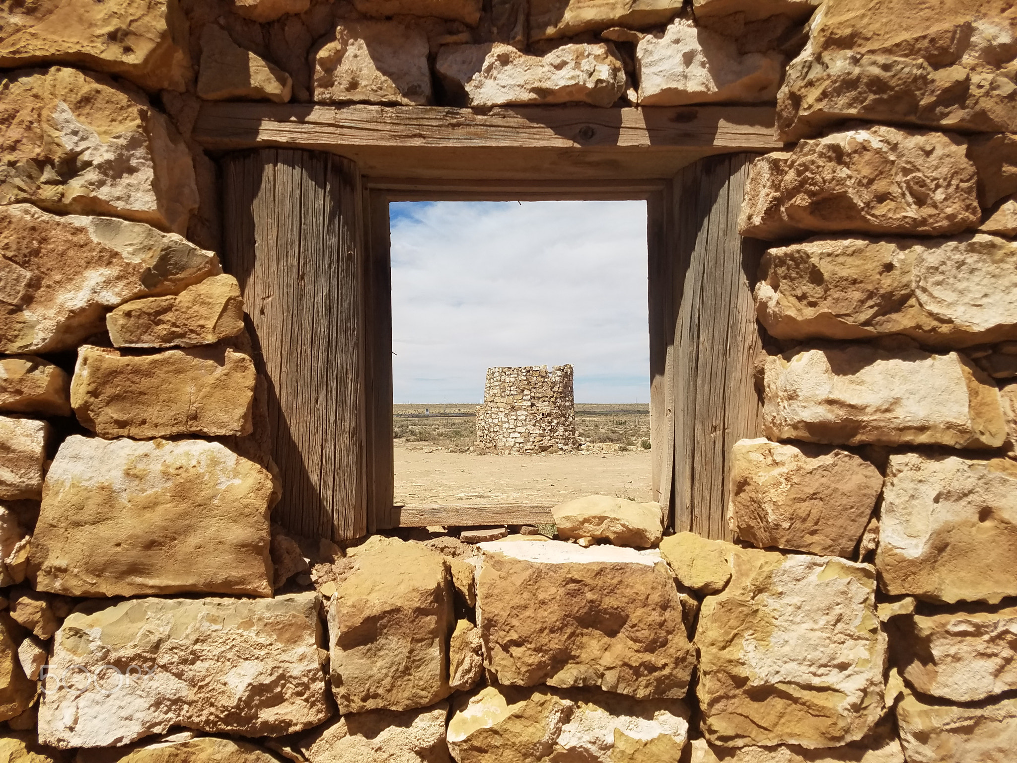 Window View of Ruins, Rocky Building, Ghost Town of Two Guns, Arizona ...