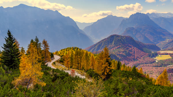 Mountainous Autumn Landscape Revealing Nature's Grandeur and Seasonal ...
