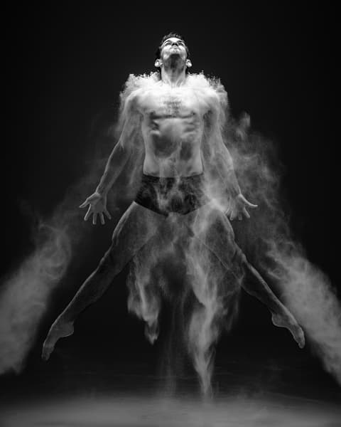 Dynamic Figure Emerges from Dust Symbolizing Transformation and Raw ...