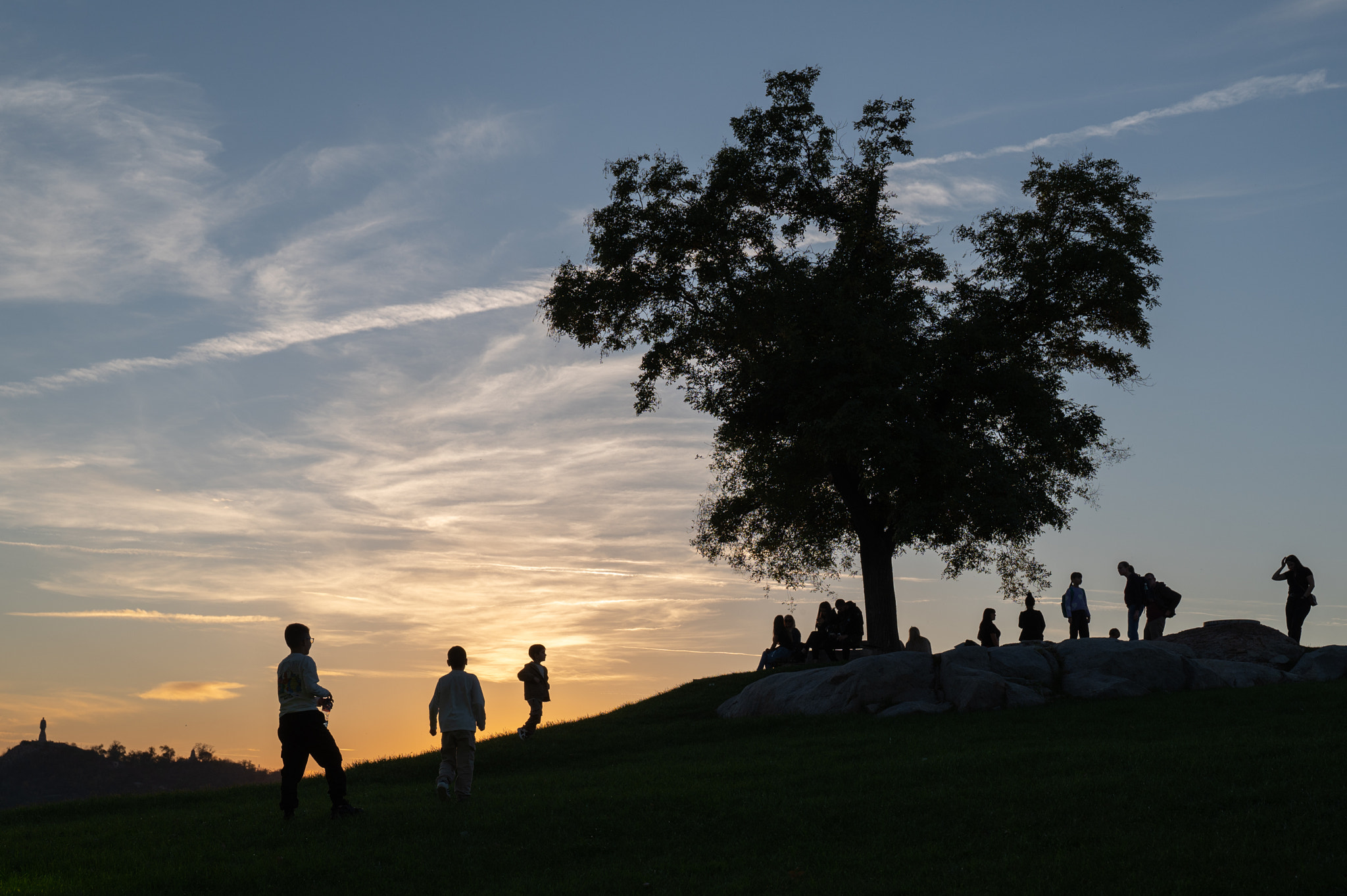 Silhouetted Figures Under Tree Symbolizing Community and Connection ...