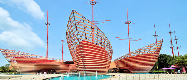 Abstract Ship Sculptures Adorn Waterfront Reflecting Artistic Vision ...