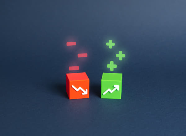 Cubes with Trends Illustrating Financial Growth and Decline | creative ...