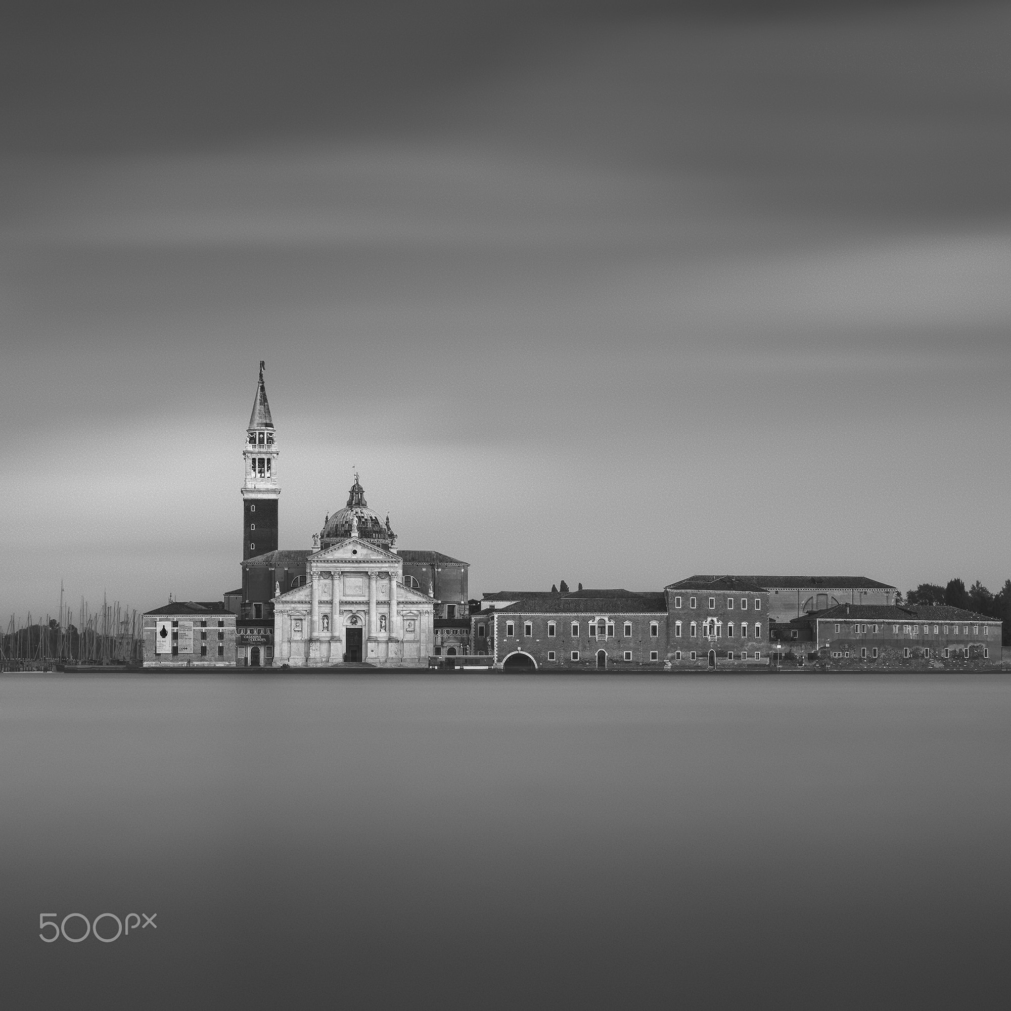 Venetian Church Stands Serene in Monochrome Reflecting Timelessness and ...