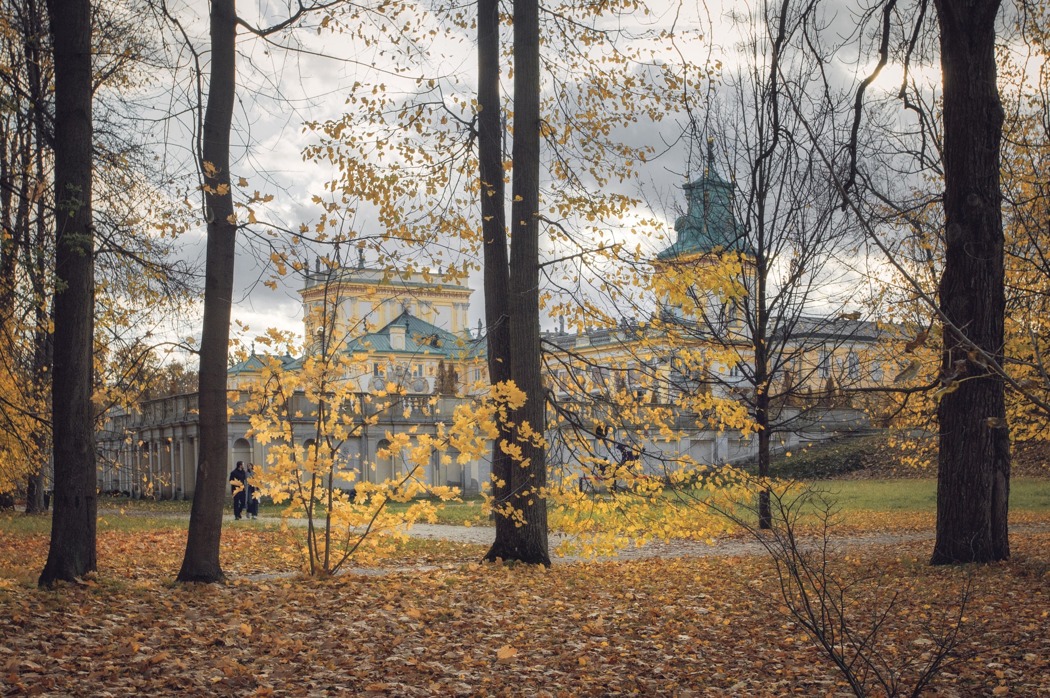 Autumn Trees Frame Historic Building Evoking Nostalgia and Heritage ...