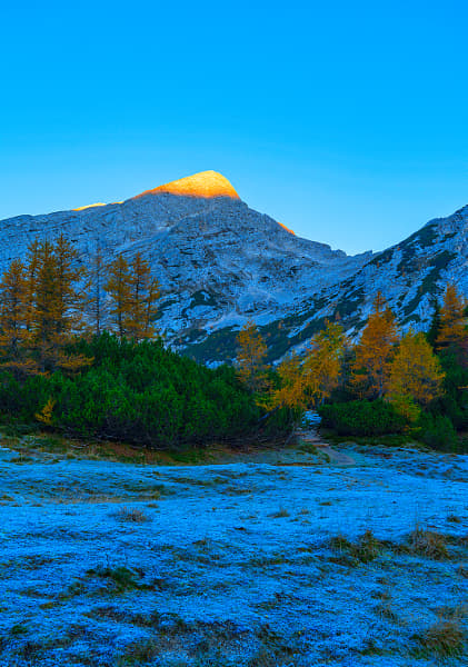 Golden Light Touches Mountain Peak in Pristine Landscape | landscape ...