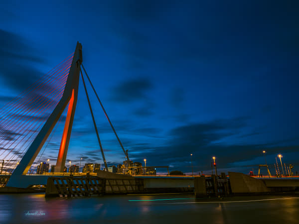 Modern Bridge Illuminating Urban Night Reflecting Progress and ...