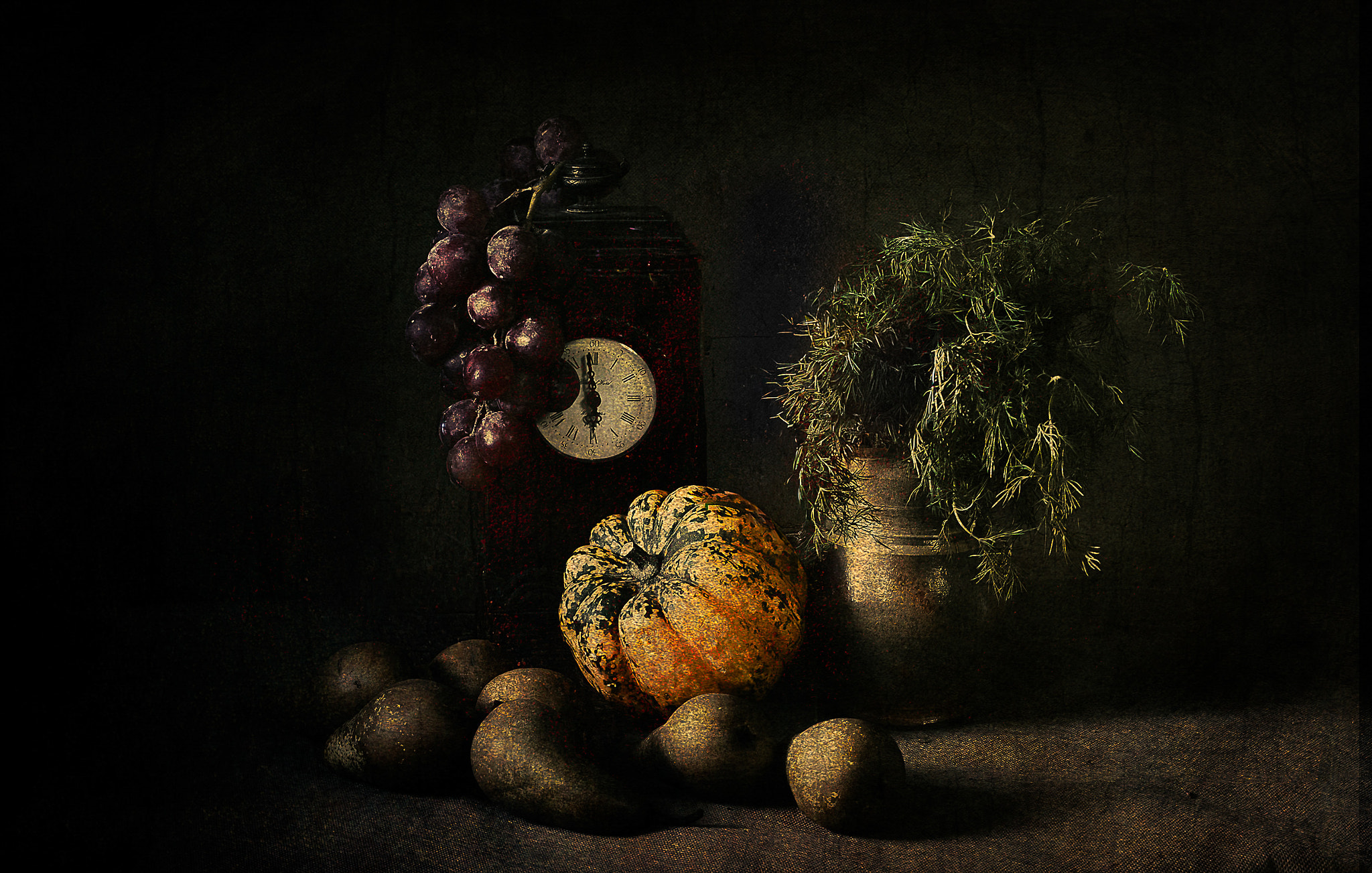 Still Life Arrangement of Harvest Evoking Abundance and Rustic Charm ...