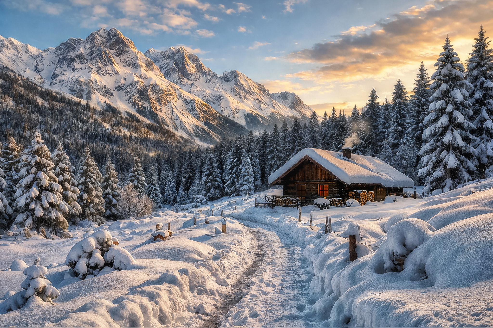 Winter Cabin Nestled in Snow Symbolizes Solitude and Peaceful Retreat ...