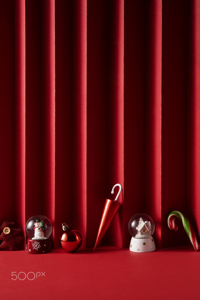 Festive Decorations Adorn Red Backdrop Evoking Holiday Cheer and ...
