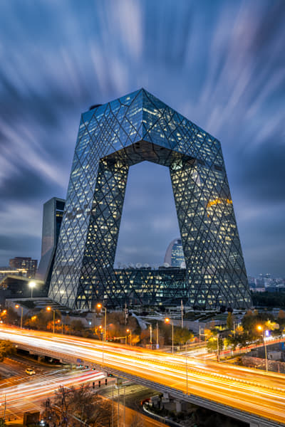 Modern Architecture Illuminates Night Sky Representing Innovation and ...