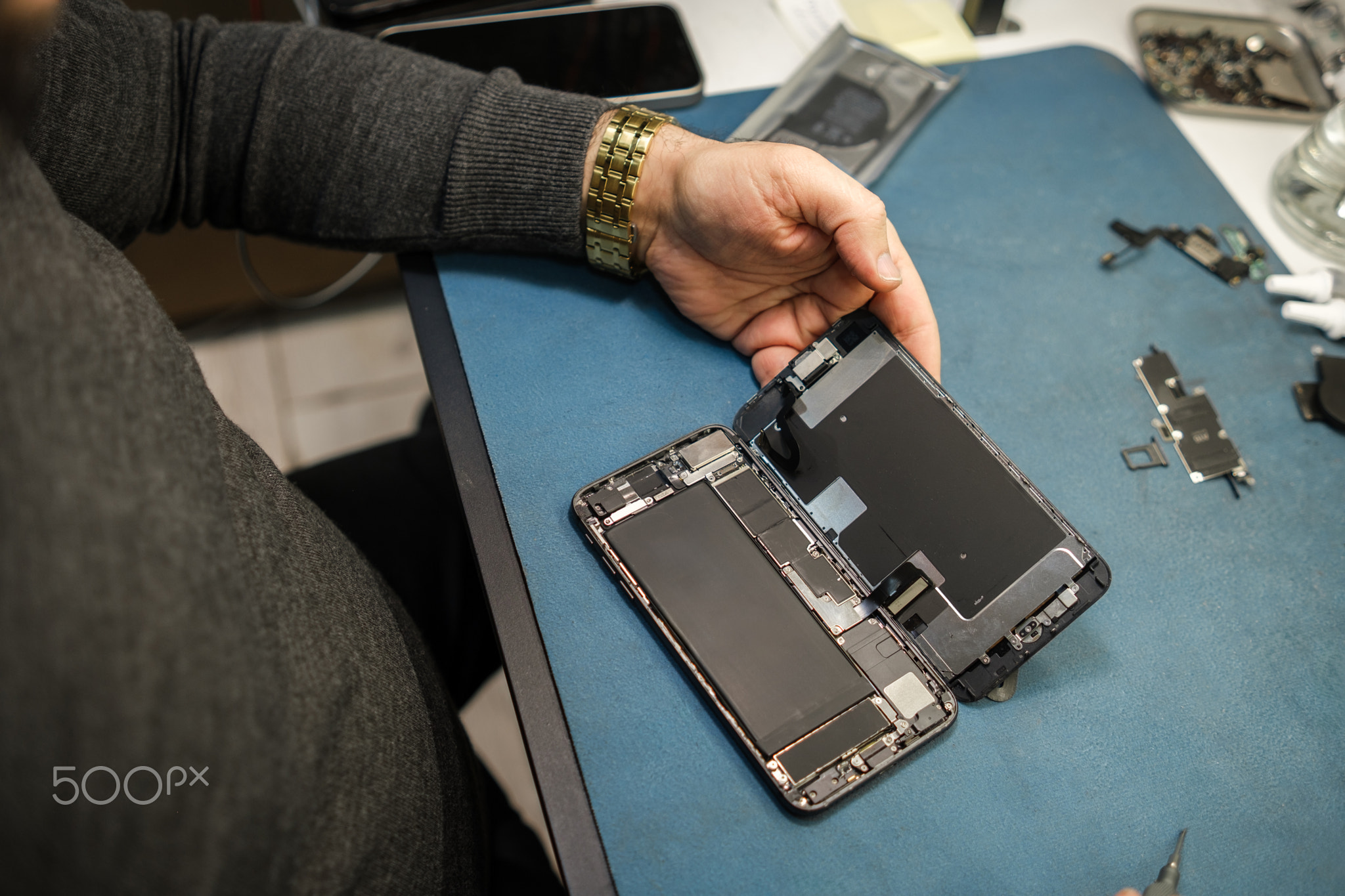 Dedicated Technician Working on Device Highlighting Technical Skill ...