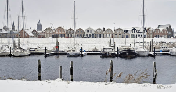 Snowy Harbor with Boats Evoking Winter Serenity and Calm | city photo ...