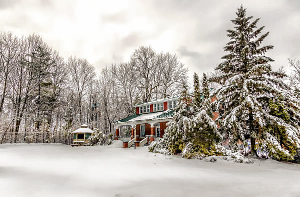 Cozy House Nestled in Snowy Landscape Radiating Warmth and Winter Charm ...