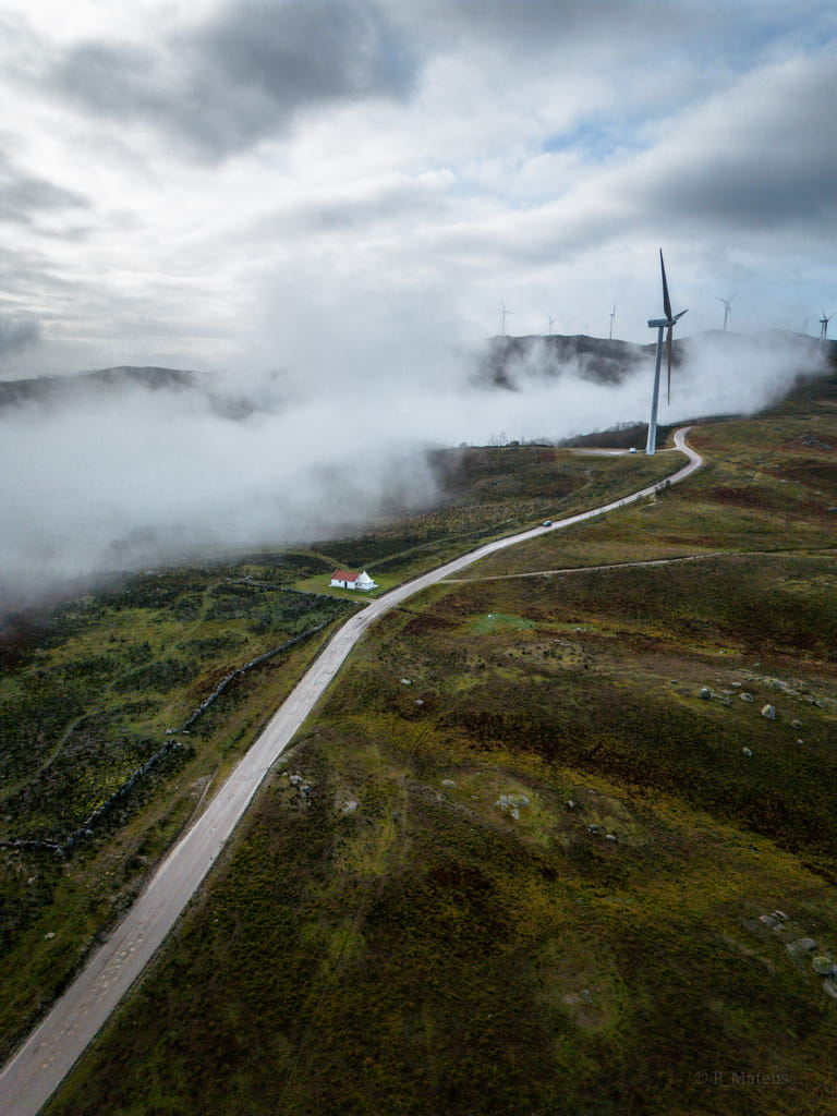 Wind Turbine in Misty Hills Symbolizing Sustainable Future | landscape ...